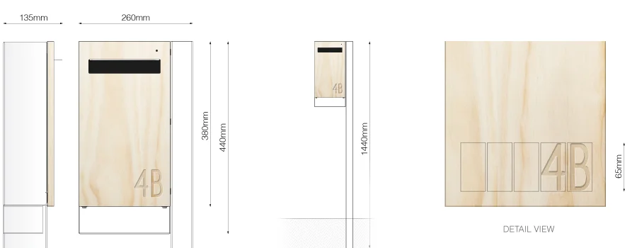 Post Mount Letterbox - Charcoal with Custom Numbers