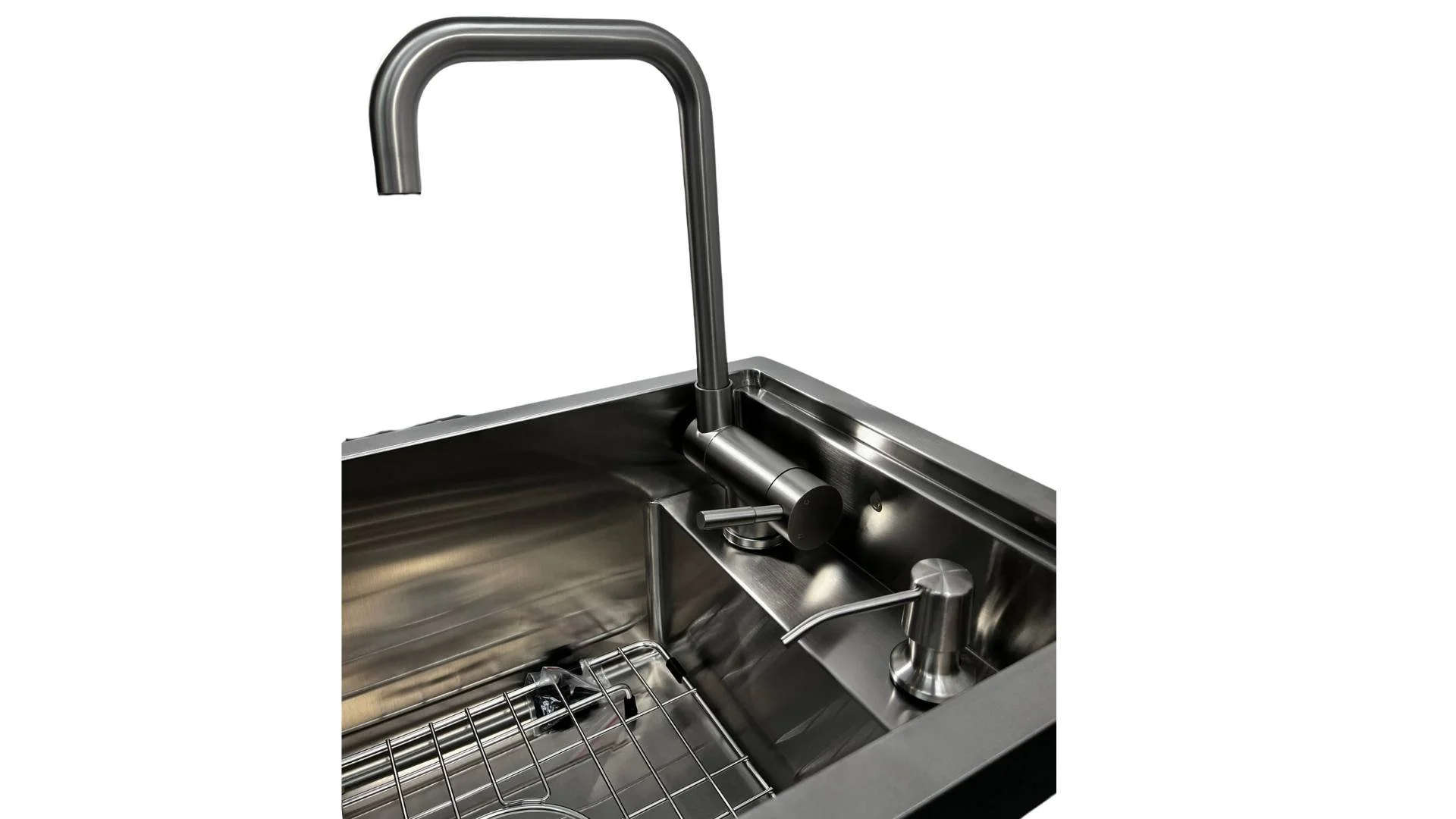 Concealed sink, folding faucet. Handmade Kitchen Sink with Ledge ...