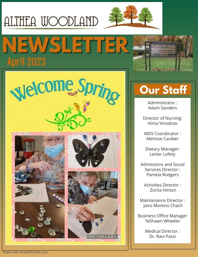 April Newsletter — Althea Woodland | Skilled Nursing Care in Maryland