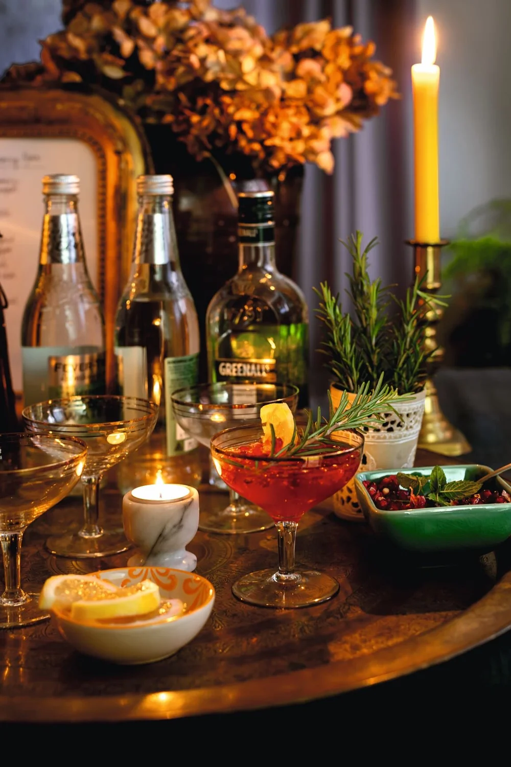 Autumn tipple | pomegranate and rosemary gin fizz | The Simple Things