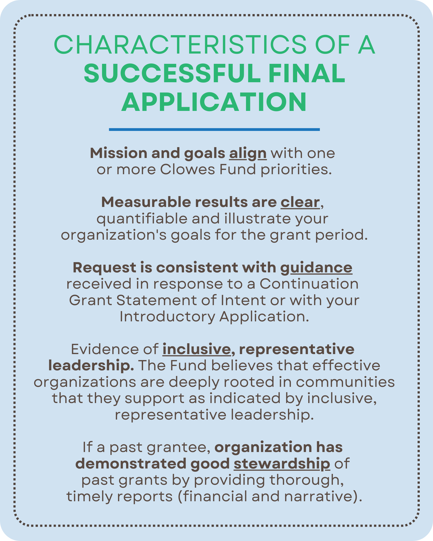 Submitting a Final Application — The Clowes Fund