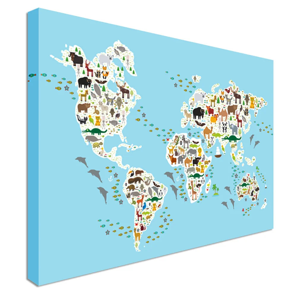 World Map Cartoon Poster, Print The Vector World Map With Flat Cartoon