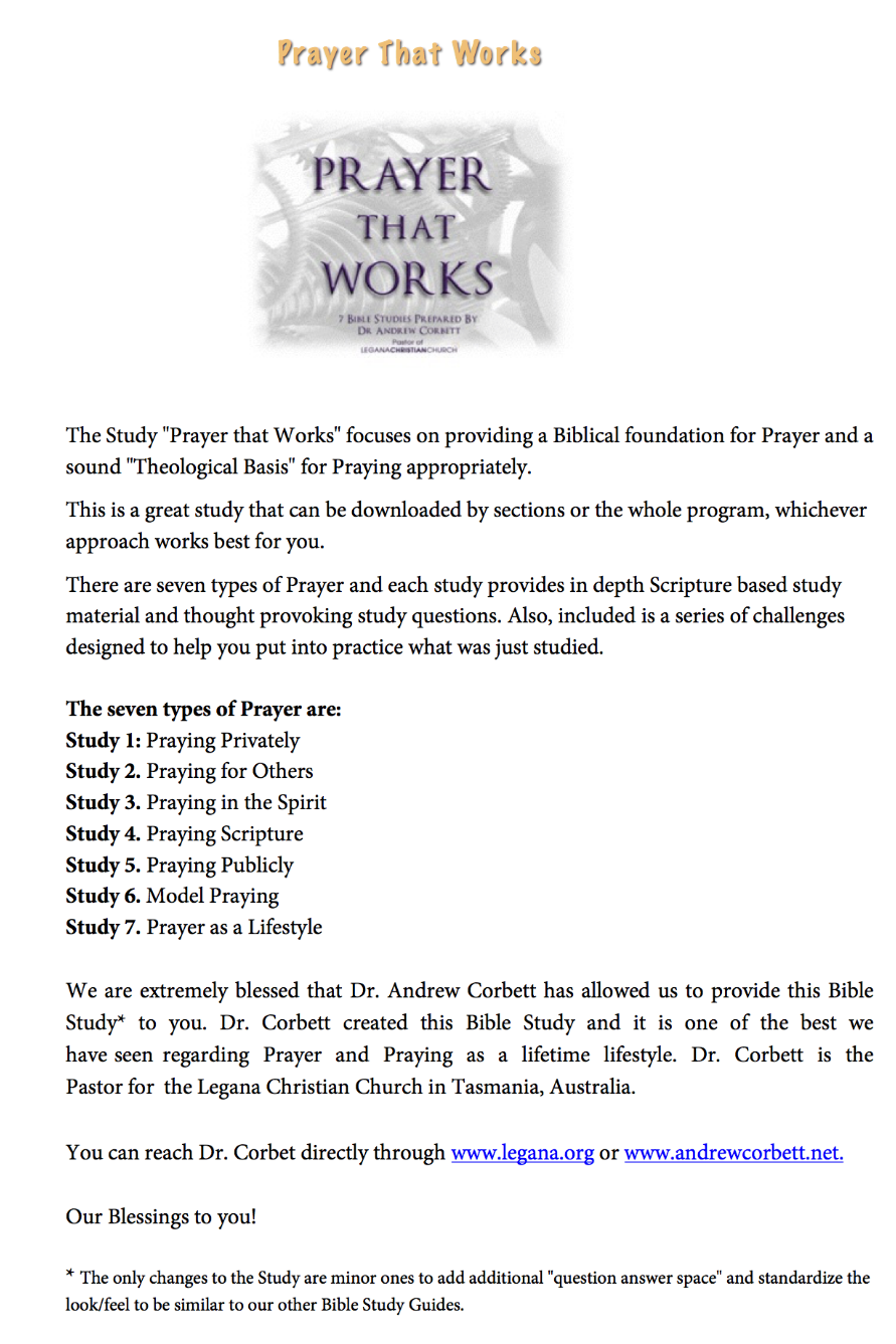 Prayer That Works - Men's Group Topics - Men's Group Foundation