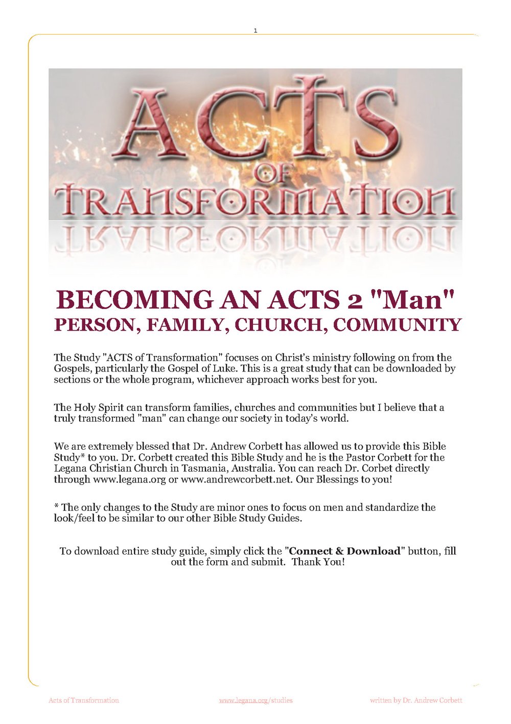 Transformed Man - Acts - Men's Group Topics - Men's Group Foundation