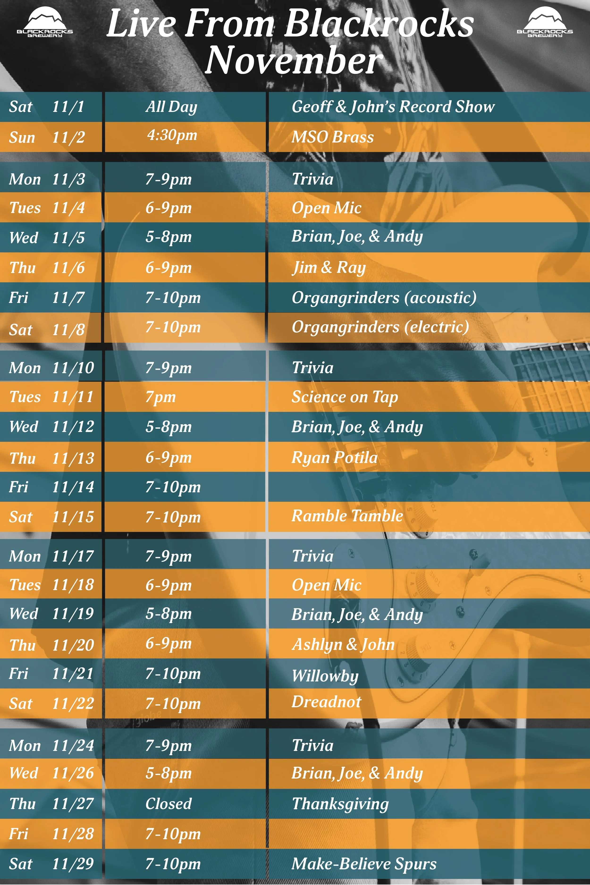 November Live Music — Blackrocks Brewery