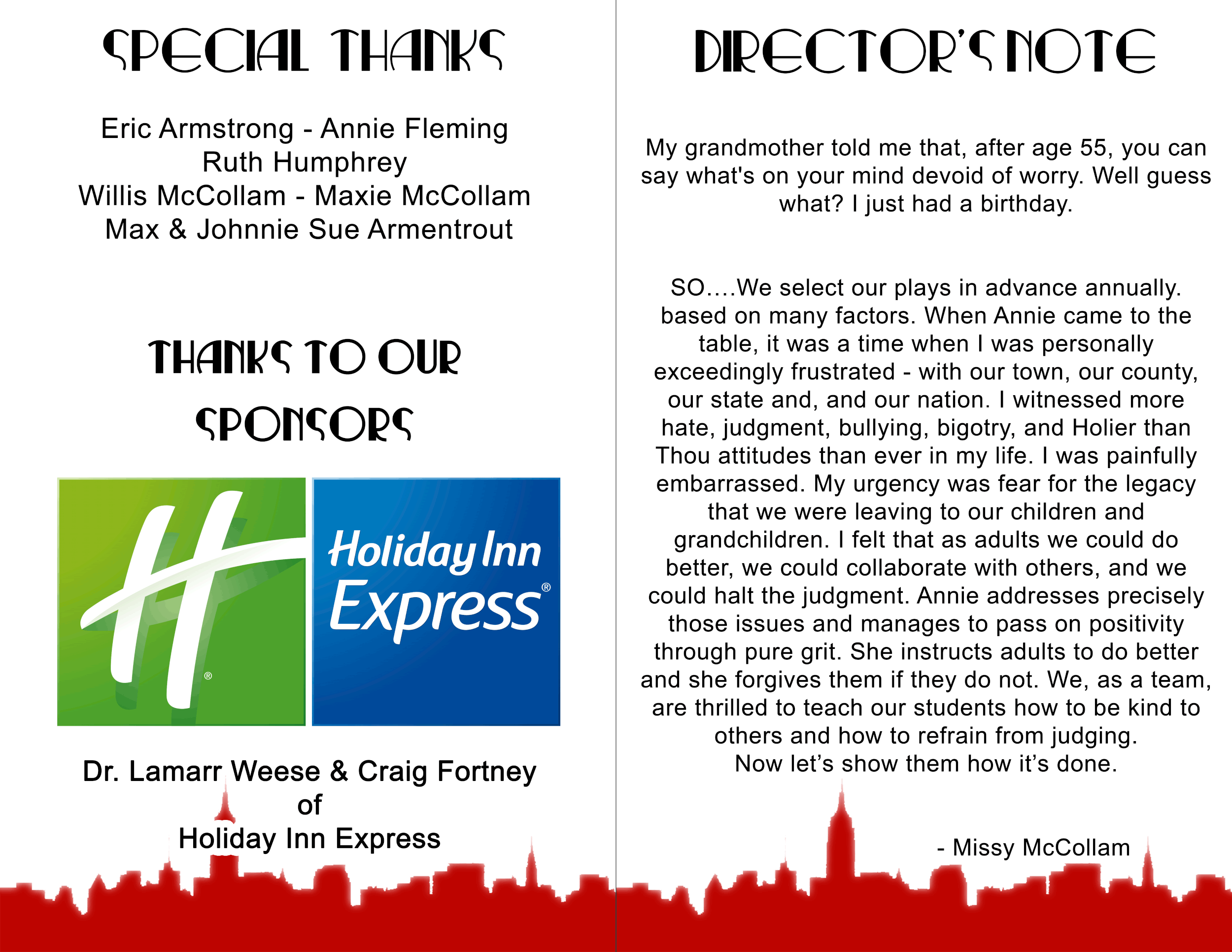 Annie Program — THE OLD BRICK PLAYHOUSE