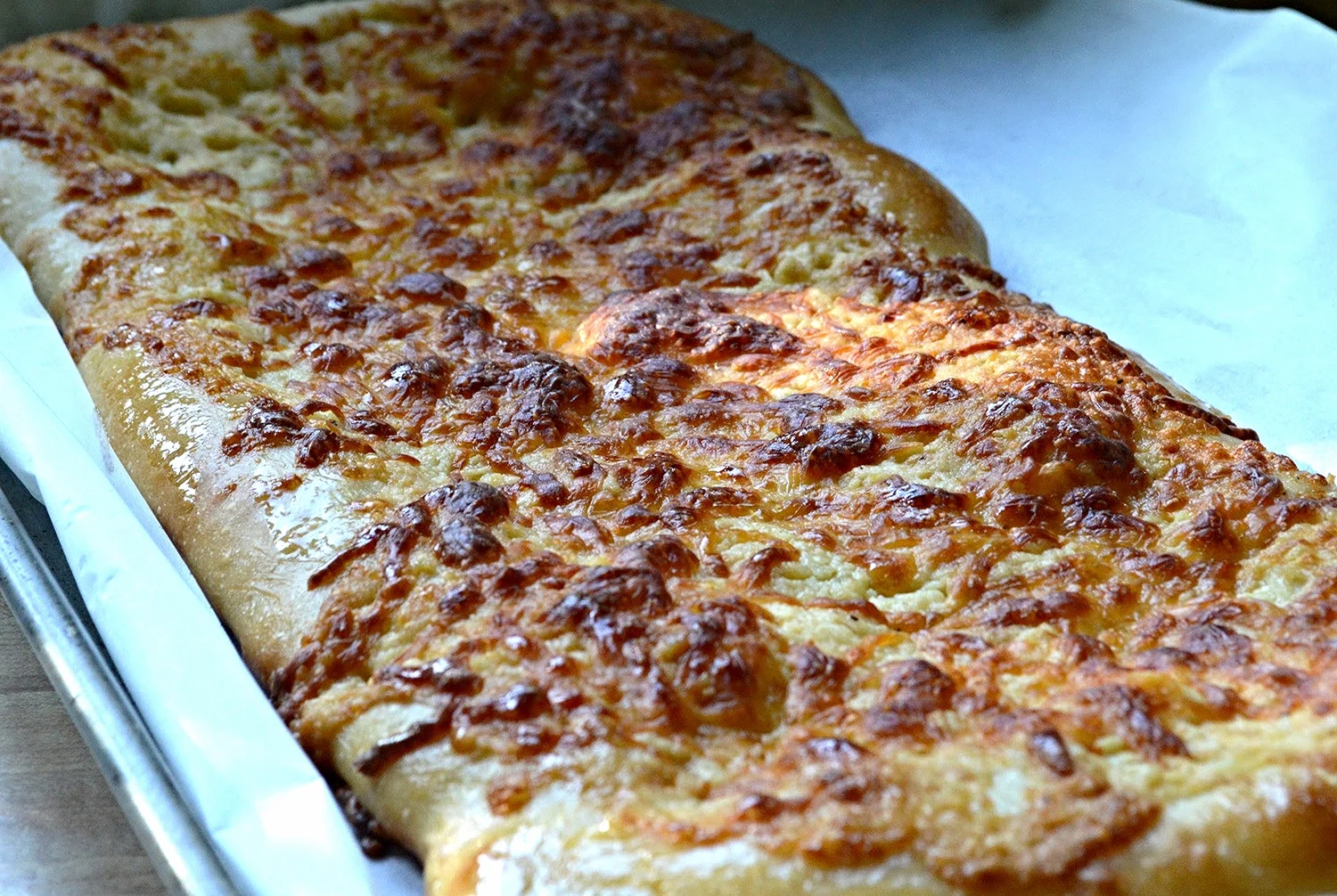 Marcy Goldman's Garlic & Cheese Slathered Stretch Bread-Famous Fridays ...