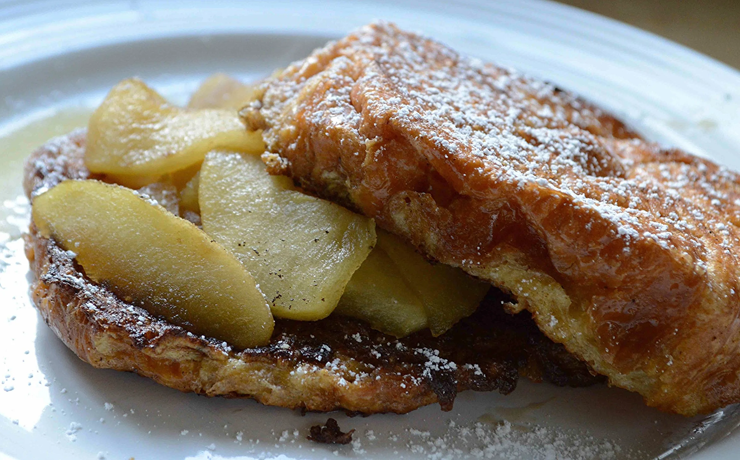 Tyler Florence's Croissant French Toast with Soft Caramel Apples-Famous ...