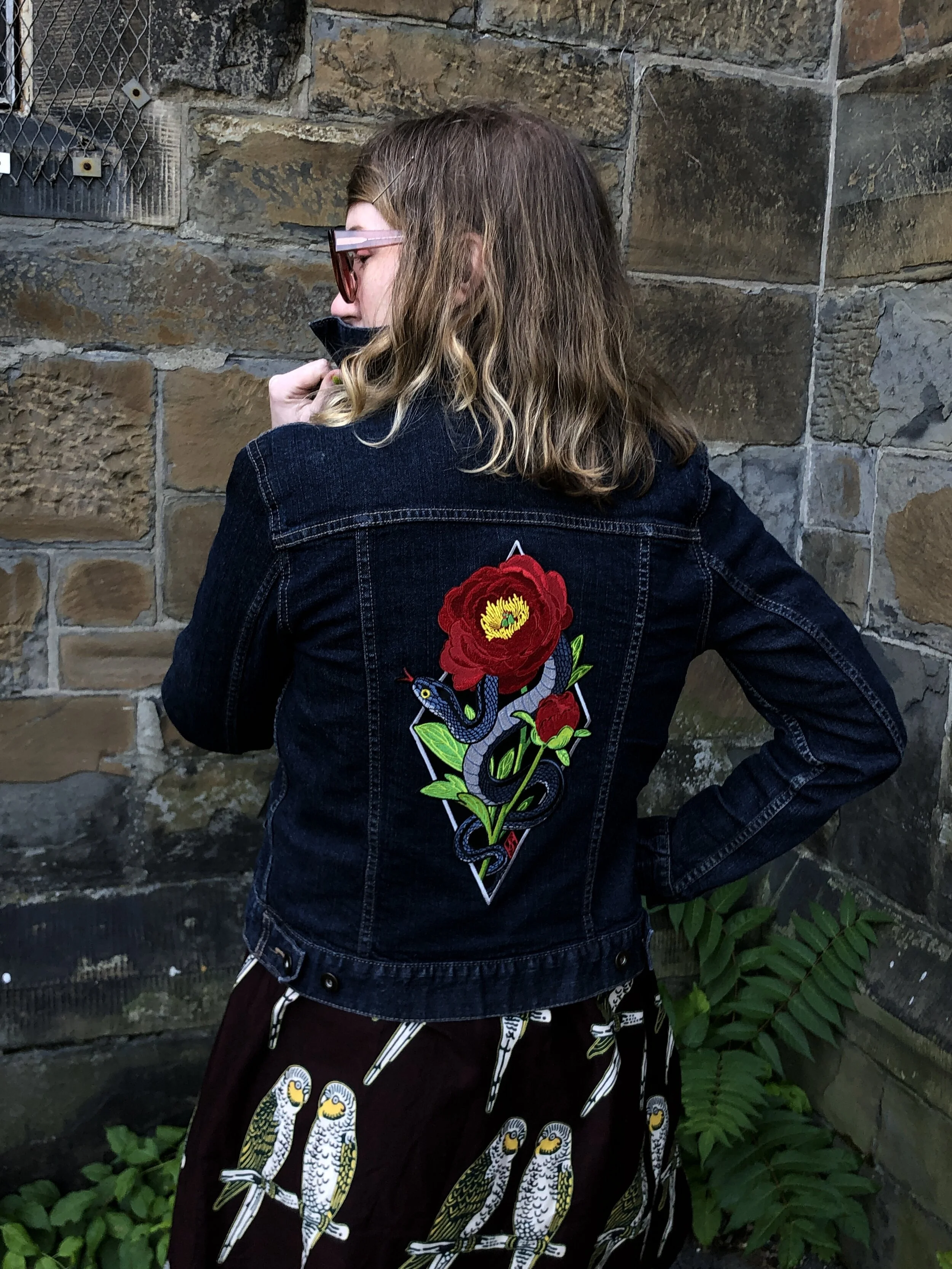 Snake in the Garden - Large Embroidered Back Patch — Feralcatbox