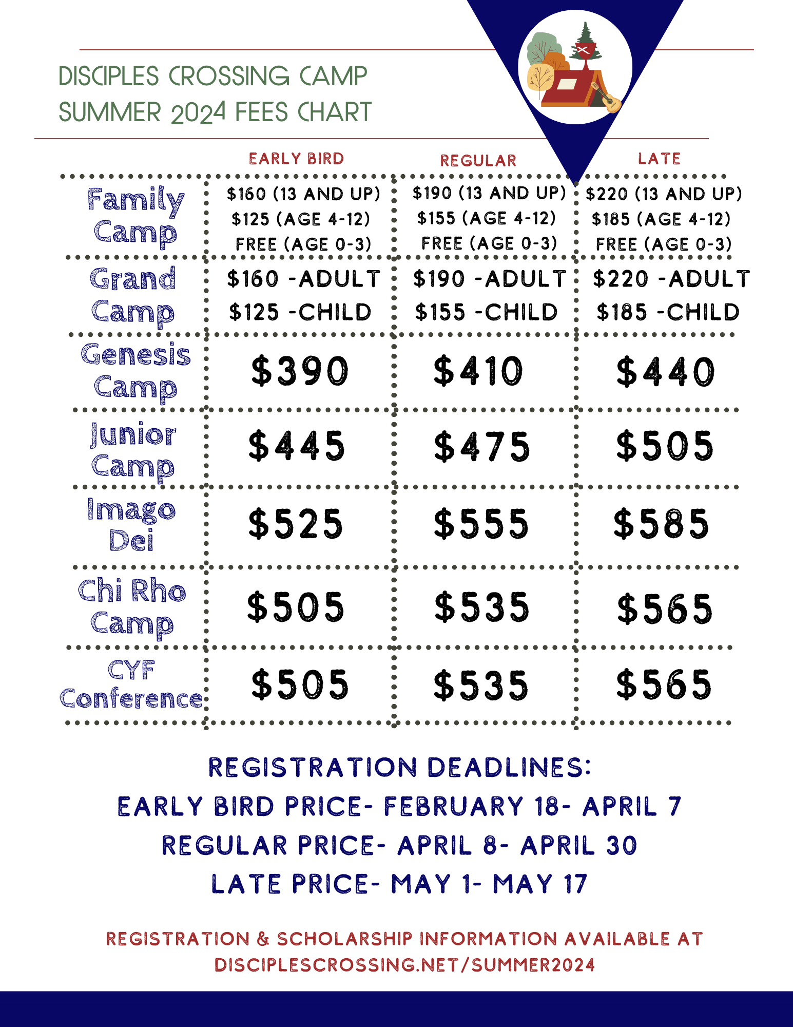 Camp Cost — Disciples Crossing