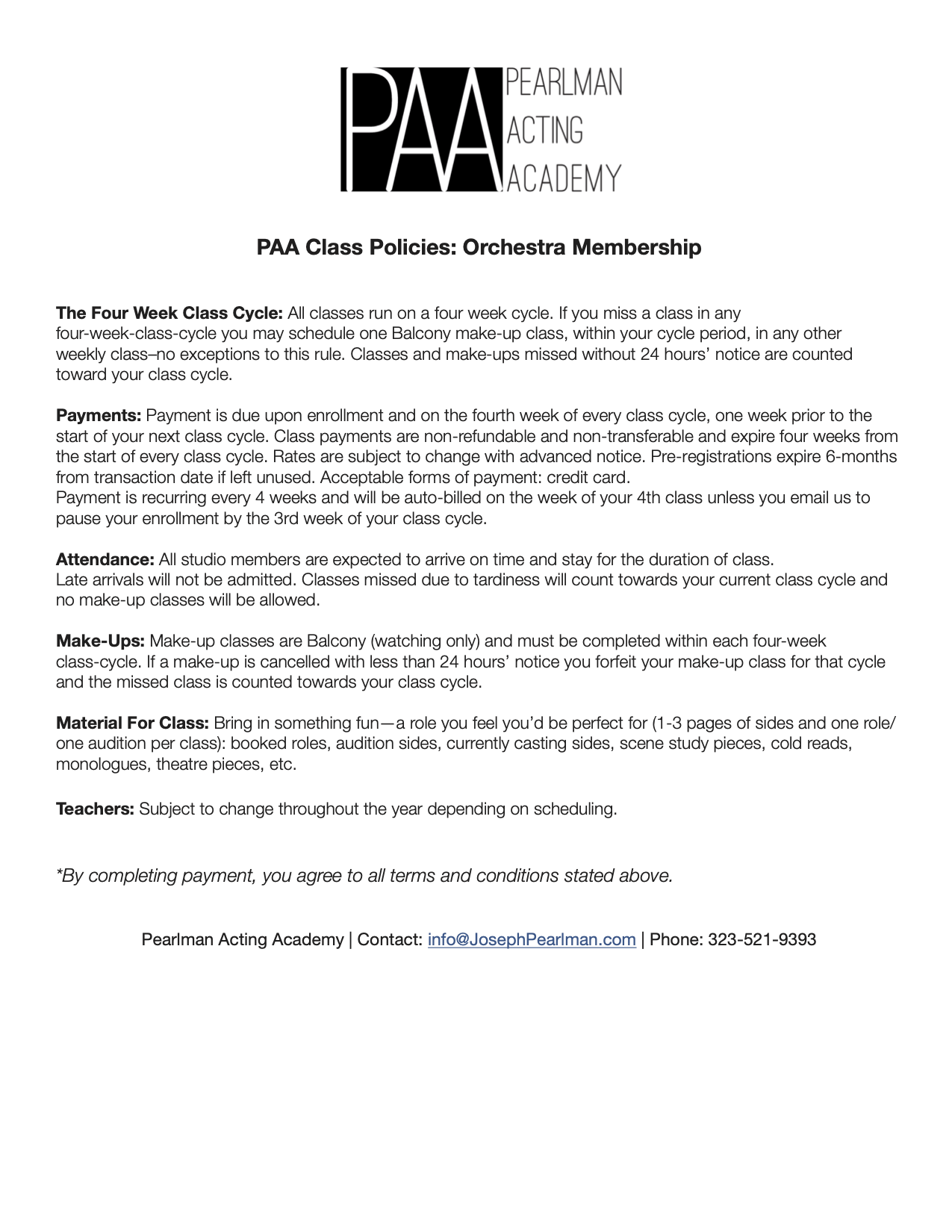 Monday Foundation Orchestra Class with PAA Master Coach — Pearlman ...