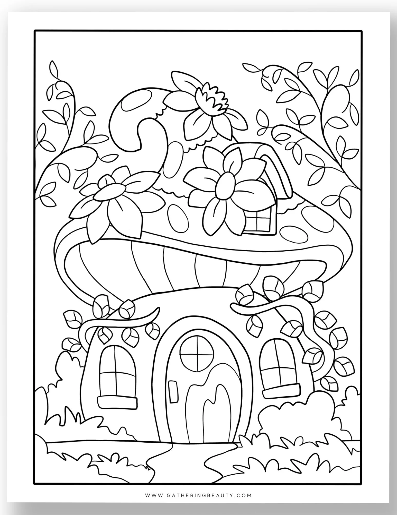 Cute Fairy House Colouring Pages — Gathering Beauty