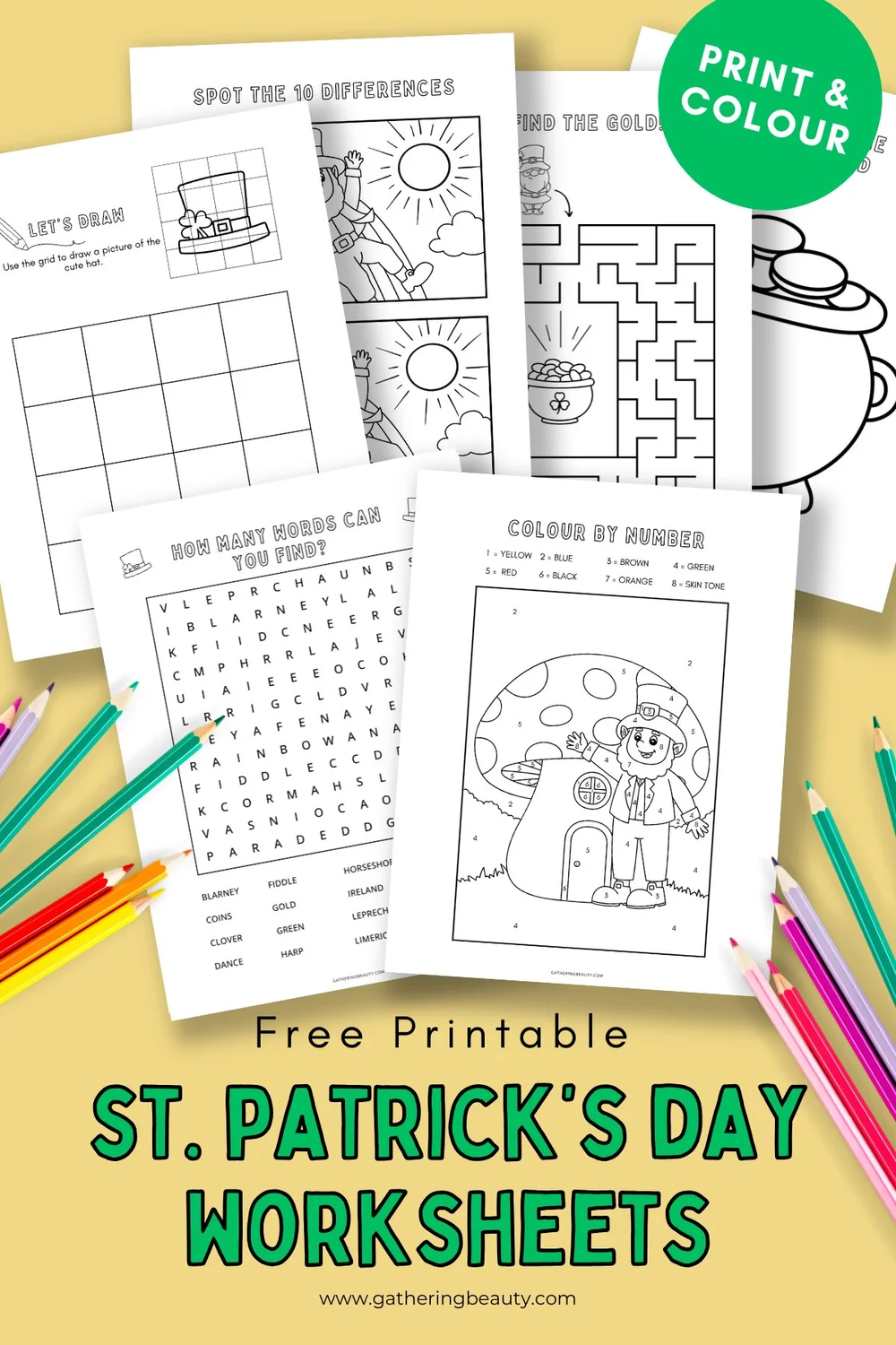 Free Printable St. Patrick's Day Worksheets — Gathering Beauty