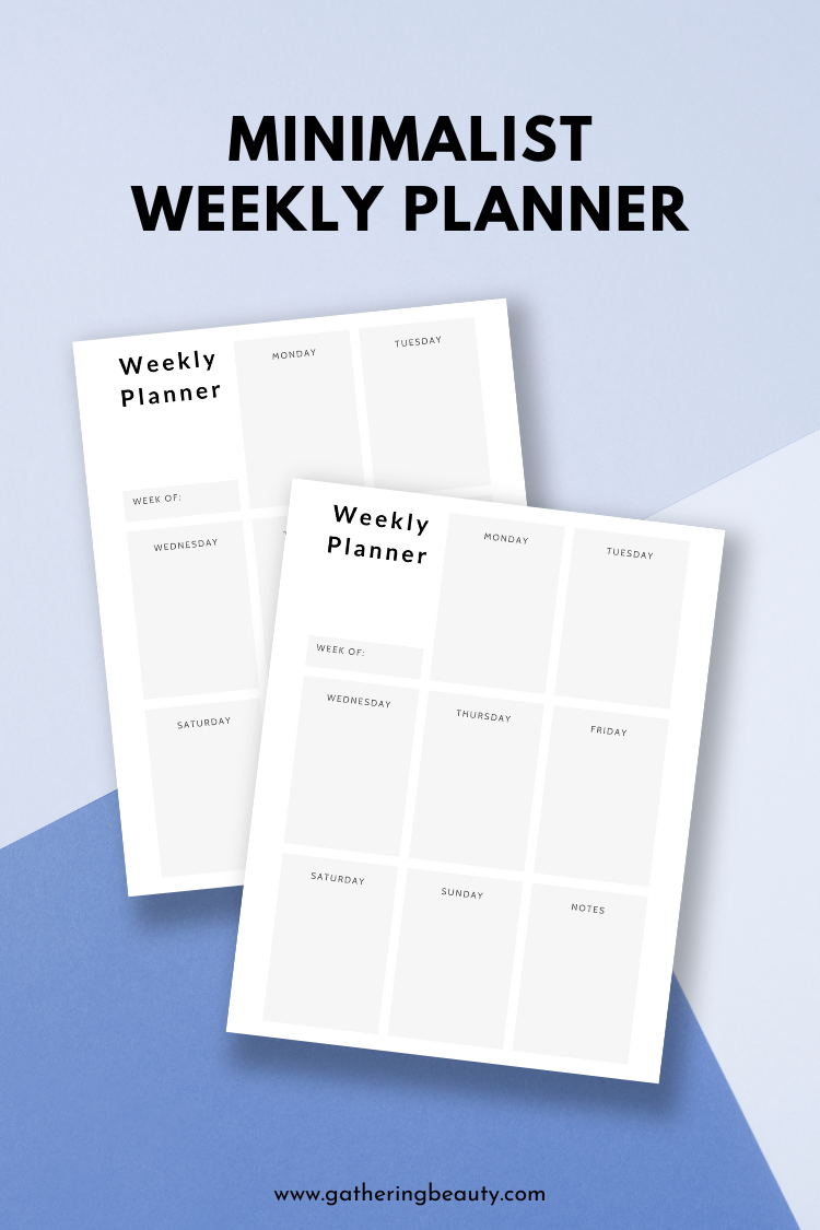 Minimalist Weekly Planner - Free Printable — Gathering Beauty
