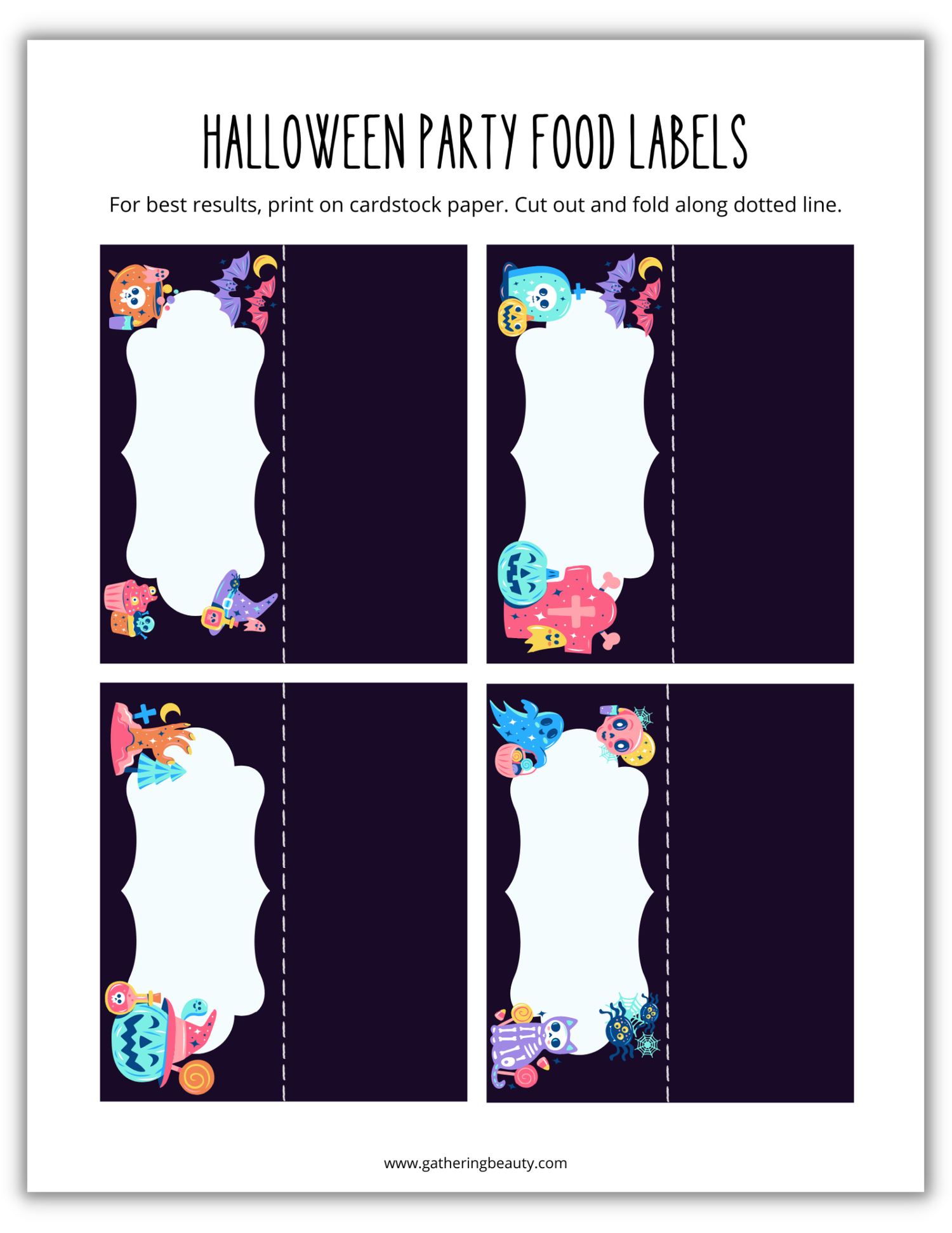 Halloween Food Tent Cards - Free Printable — Gathering Beauty