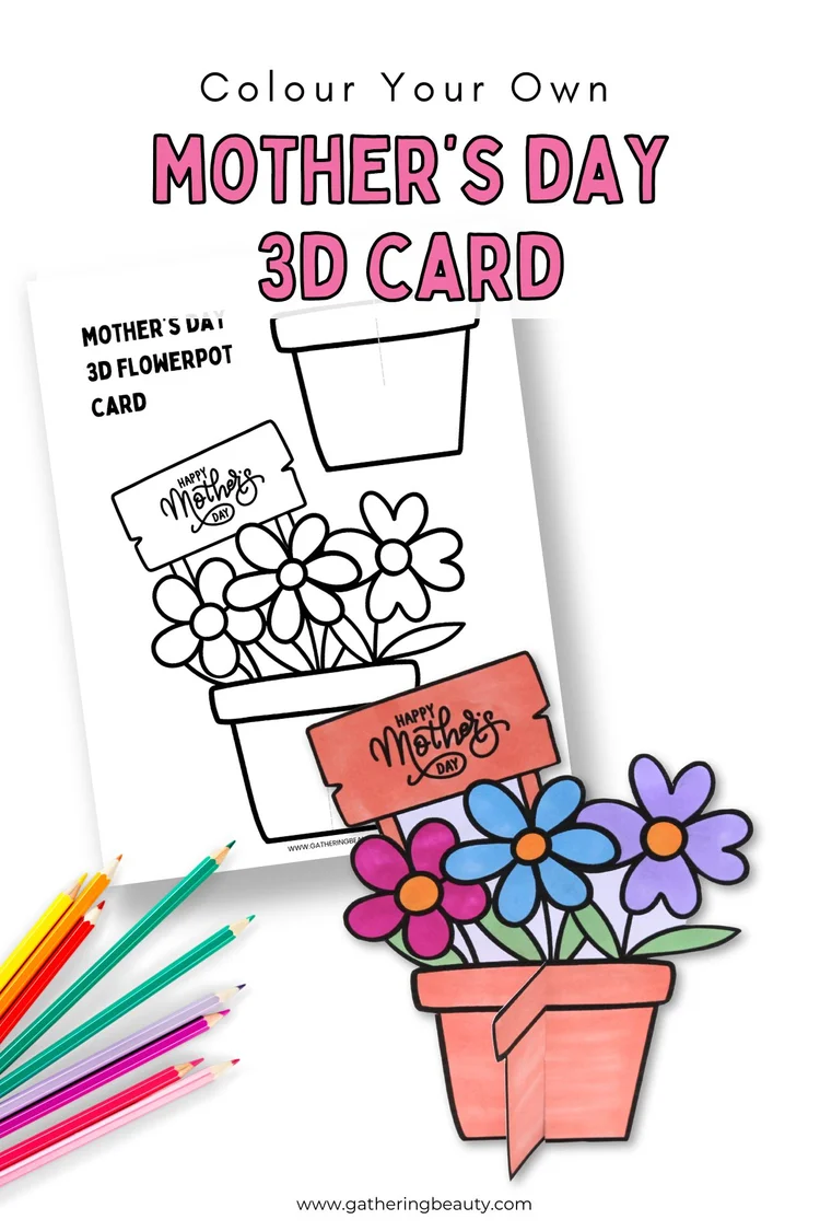Free Printable Mother's Day 3D Flowerpot Card — Gathering Beauty
