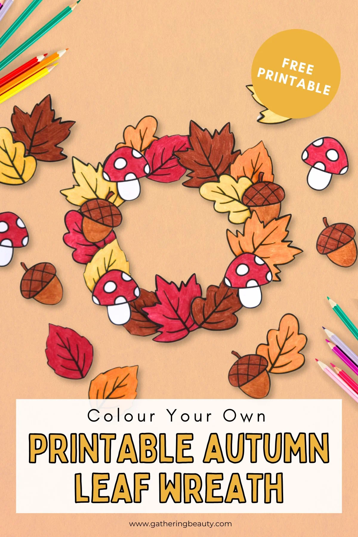 Printable Fall Leaf Wreath — Gathering Beauty