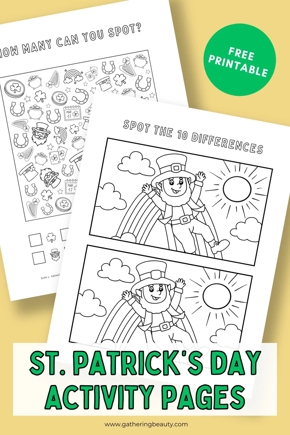 Free Printable St. Patrick's Day Worksheets — Gathering Beauty