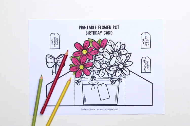 Free Printable Flowerpot Birthday Cards For Mum — Gathering Beauty