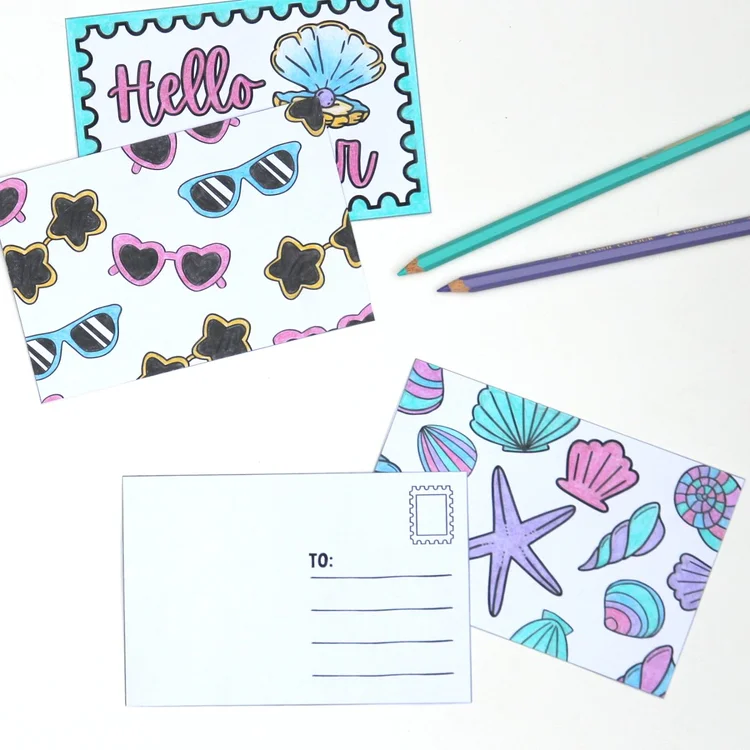 Free Printable Summer Colouring Postcards — Gathering Beauty