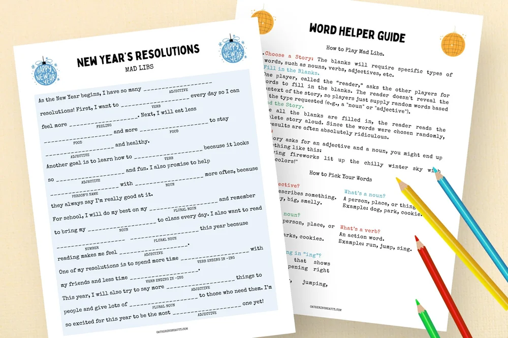 Free Printable New Years Eve Mad Libs — Gathering Beauty