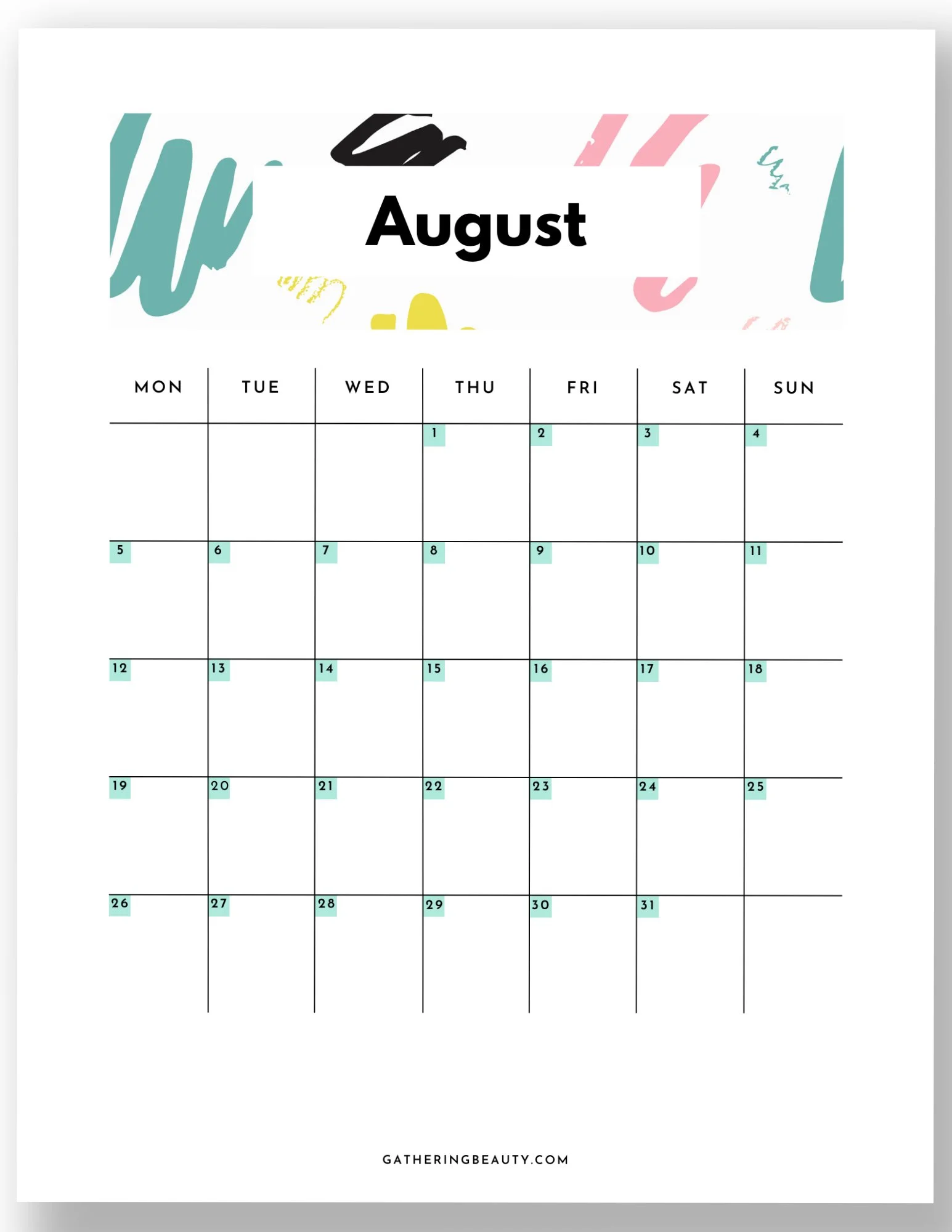 Free Printable Calendar 2024 — Gathering Beauty