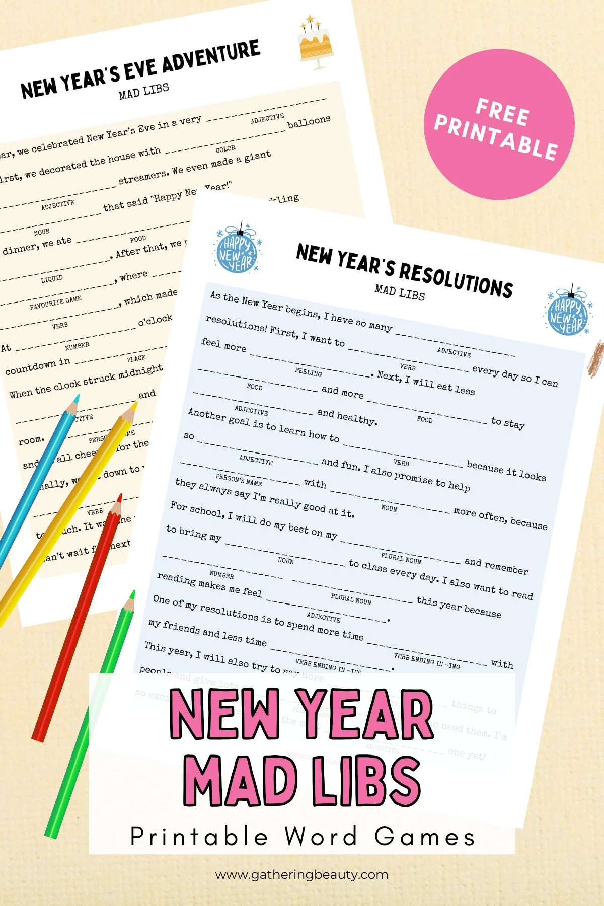 Free Printable New Years Eve Mad Libs — Gathering Beauty