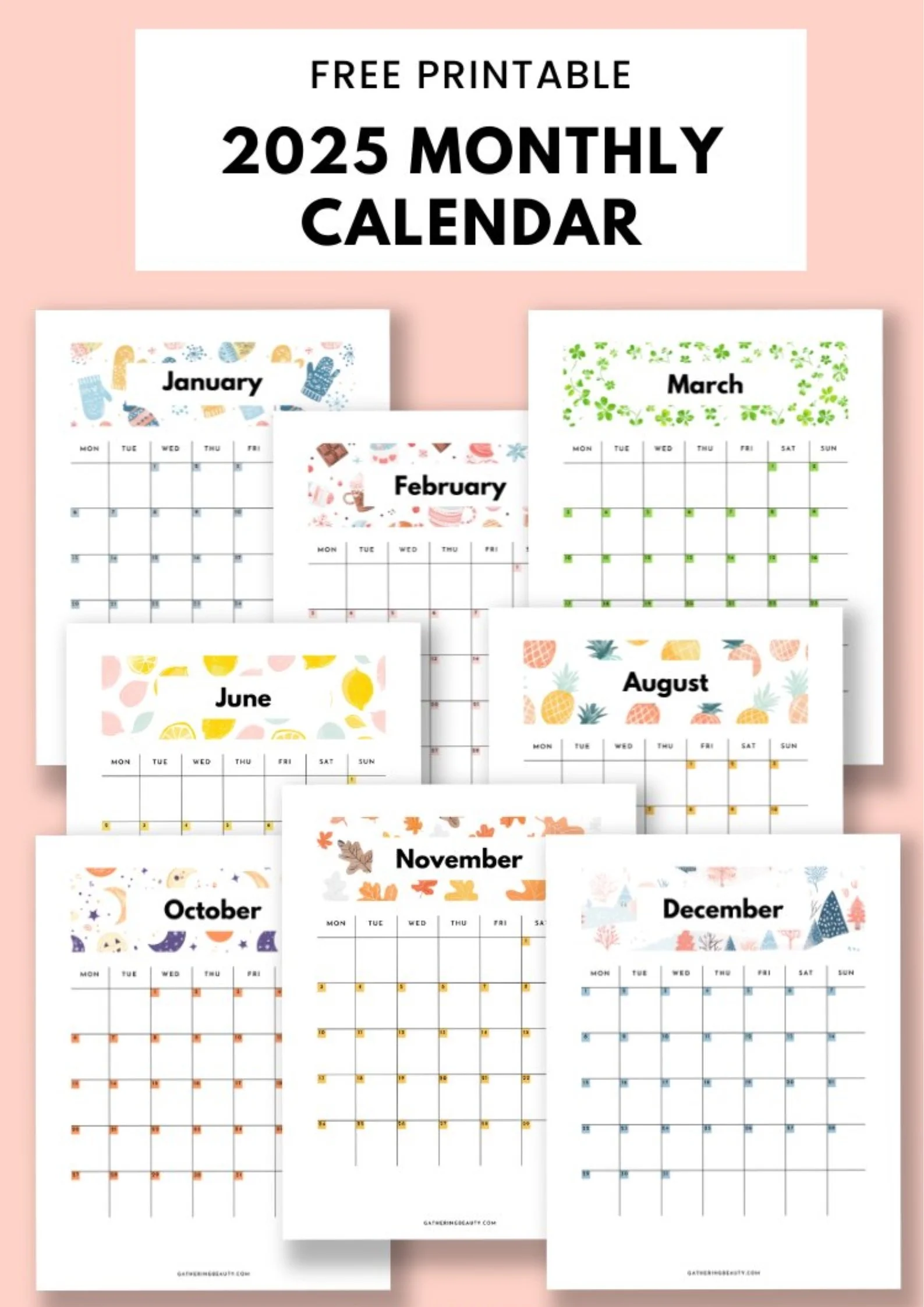 25+ Free Printable Calendars 2025 — Gathering Beauty