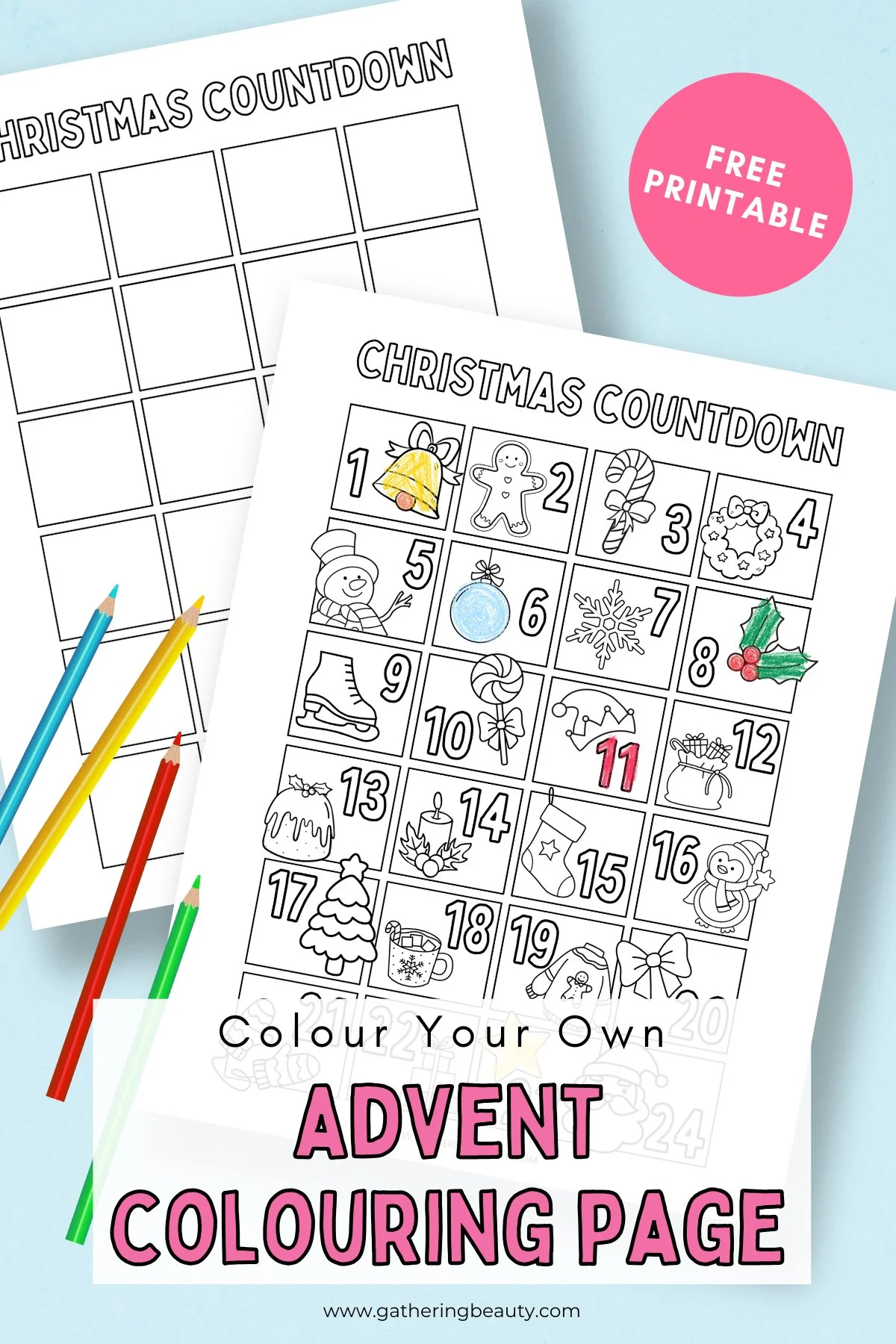 Free Printable Christmas Countdown To Colour — Gathering Beauty