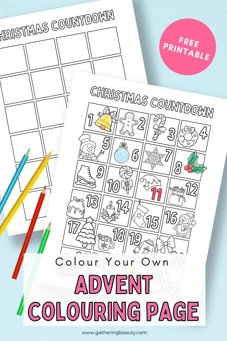 Free Printable Christmas Countdown To Colour — Gathering Beauty