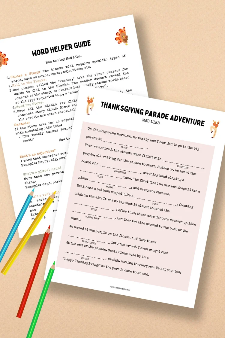 Free Printable Thanksgiving Mad Libs — Gathering Beauty