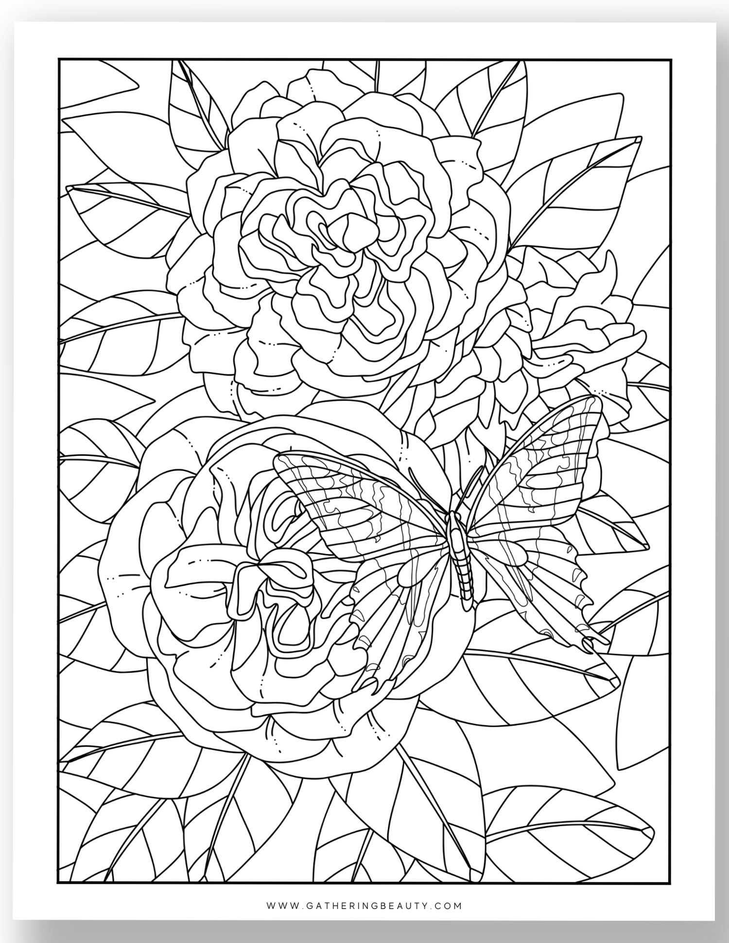 Butterfly And Flowers Colouring Pages - Free Printable — Gathering Beauty