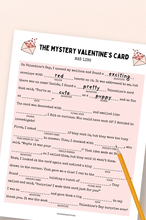 Free Printable Valentine's Day Mad Libs — Gathering Beauty