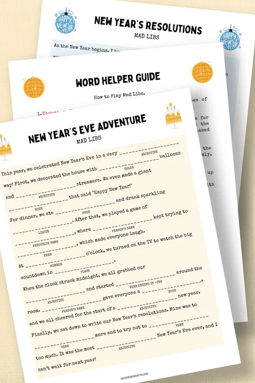Free Printable New Years Eve Mad Libs — Gathering Beauty