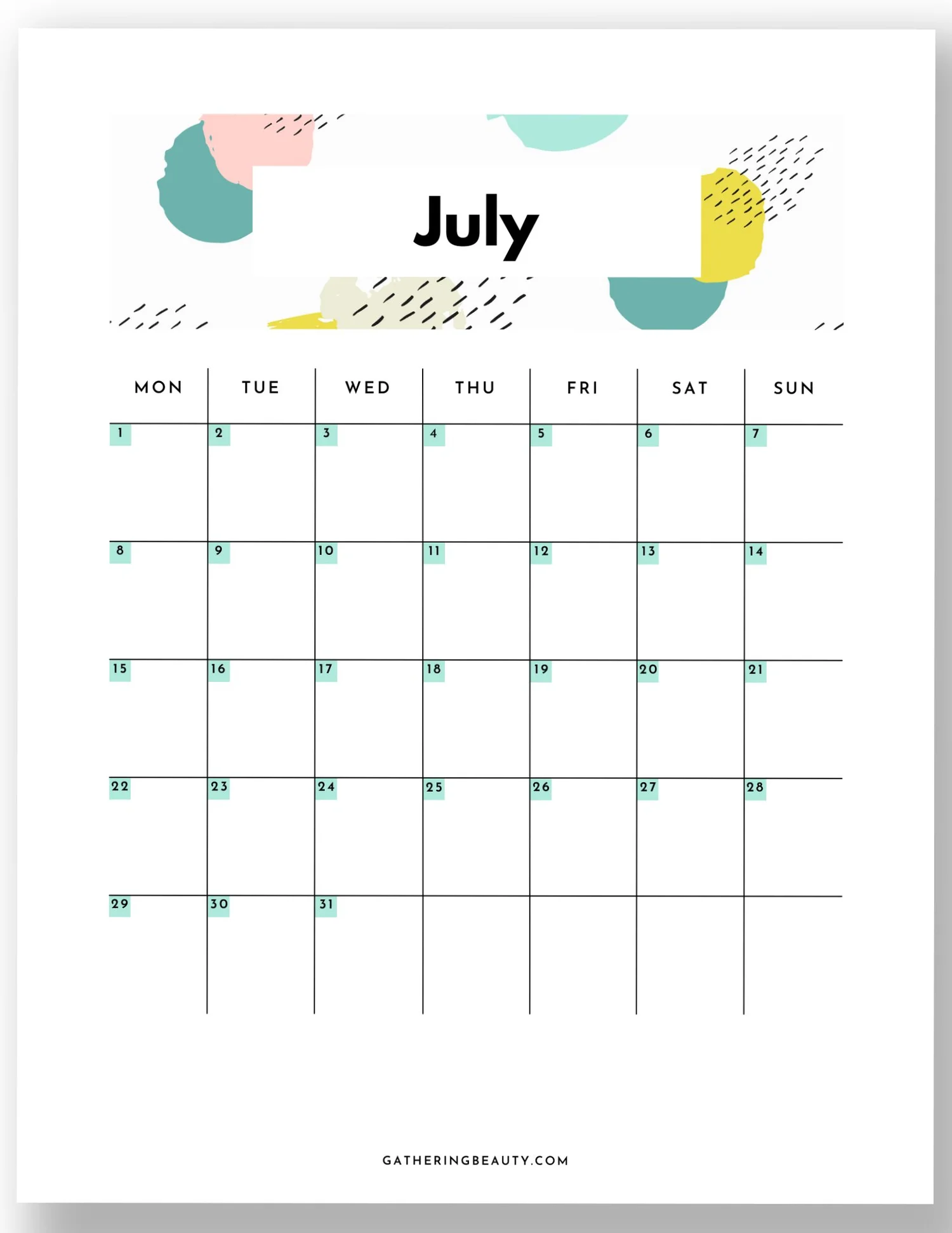 Free Printable Calendar 2024 — Gathering Beauty
