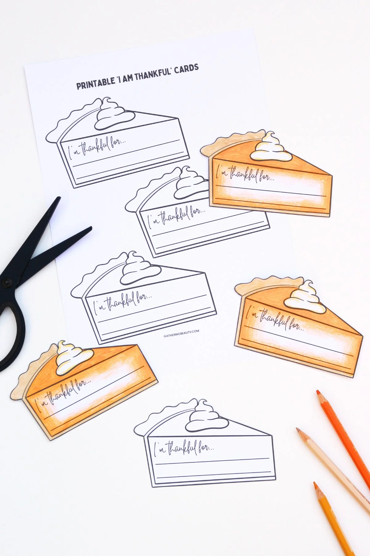 'I'm Thankful For' Thanksgiving Pie Printable Cards — Gathering Beauty