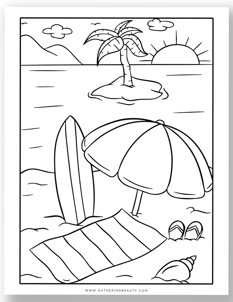 Free Printable Beach Colouring Pages For Summer — Gathering Beauty