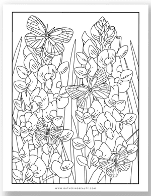 Butterfly And Flowers Colouring Pages - Free Printable — Gathering Beauty