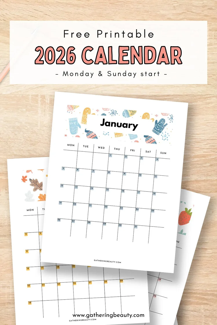 Free Printable 2026 Calendar — Gathering Beauty