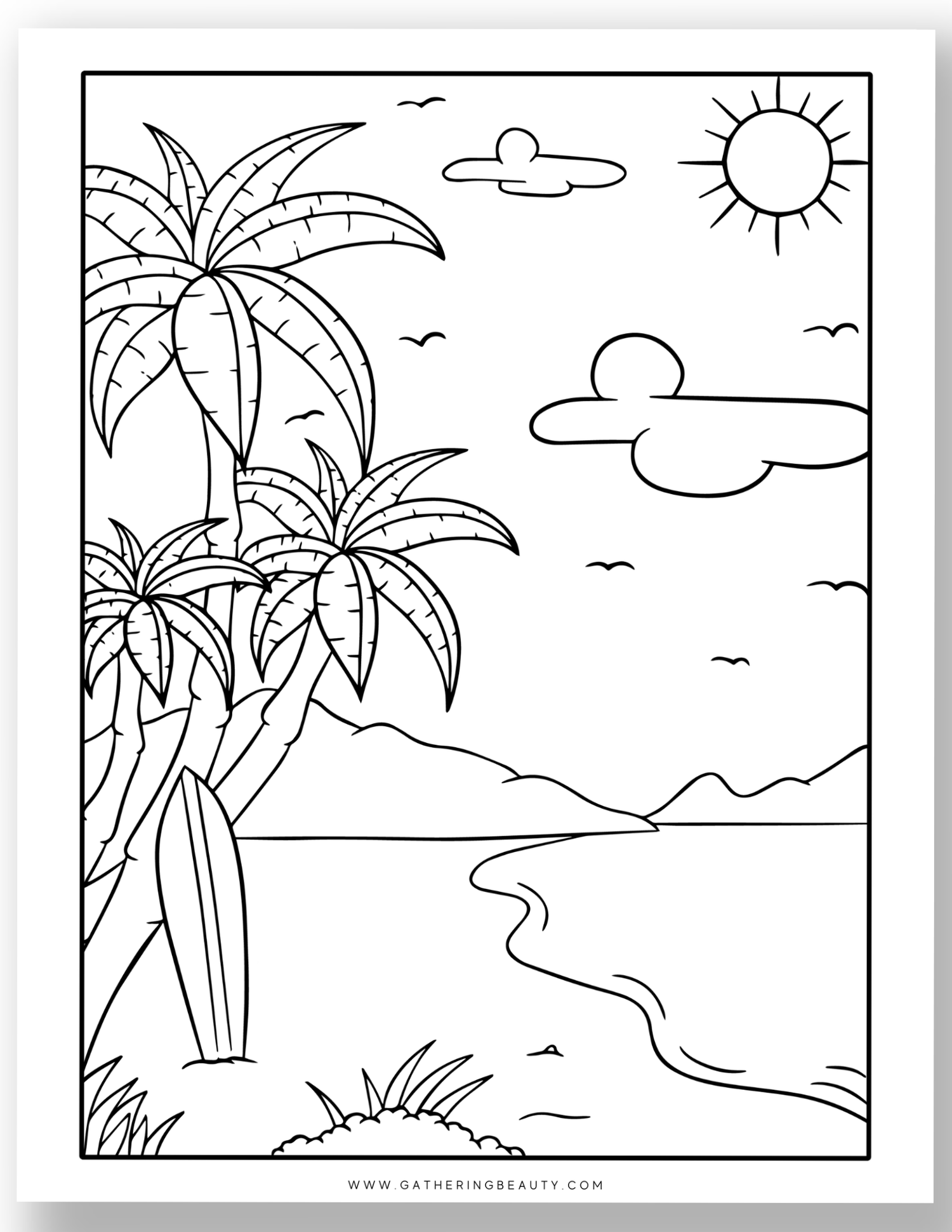 Free Printable Beach Colouring Pages For Summer — Gathering Beauty
