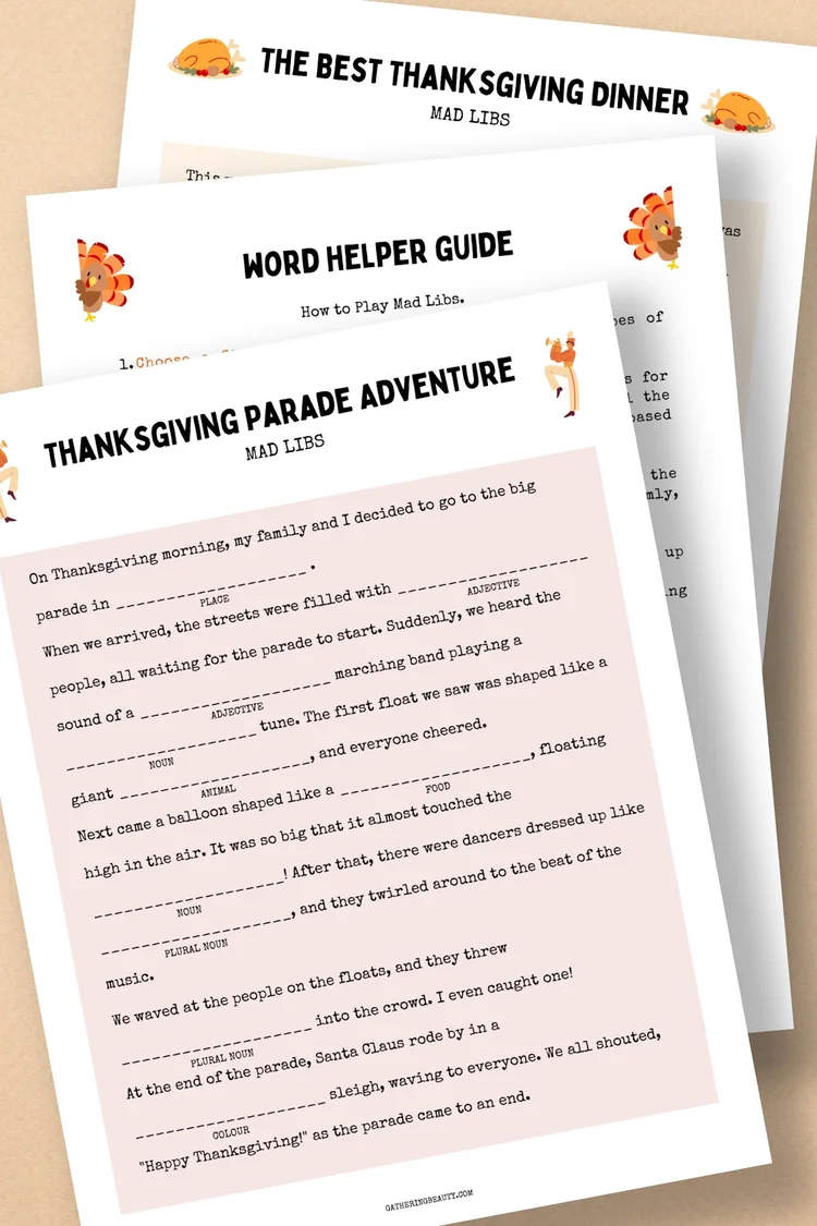 Free Printable Thanksgiving Mad Libs — Gathering Beauty