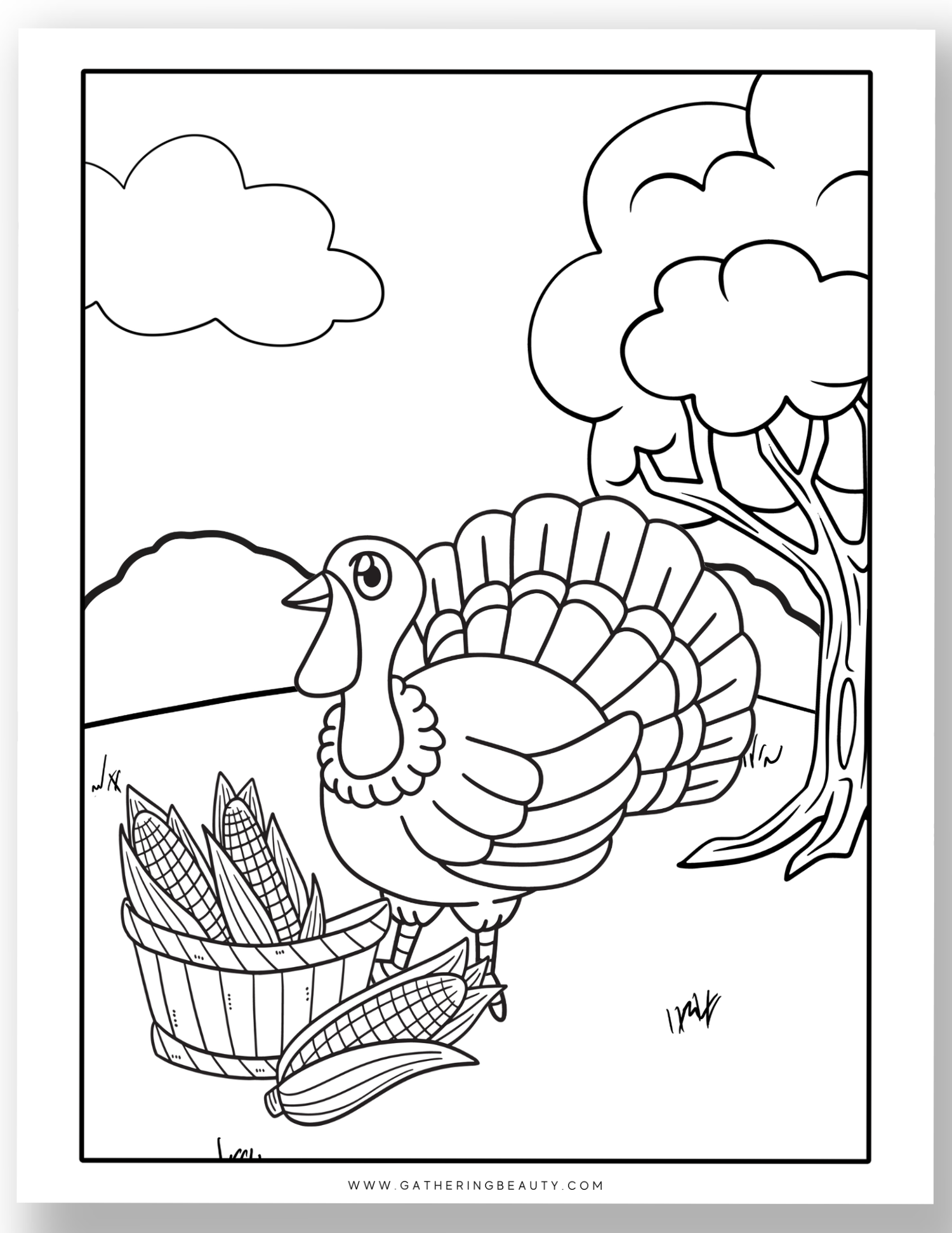 Free Printable Turkey Colouring Pages — Gathering Beauty