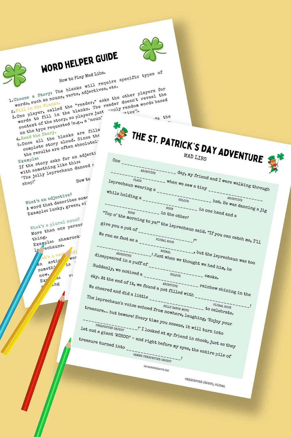 Free Printable St. Patrick's Day Mad Libs — Gathering Beauty