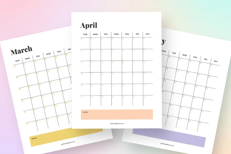 Undated Monthly Calendar - Free Printable — Gathering Beauty
