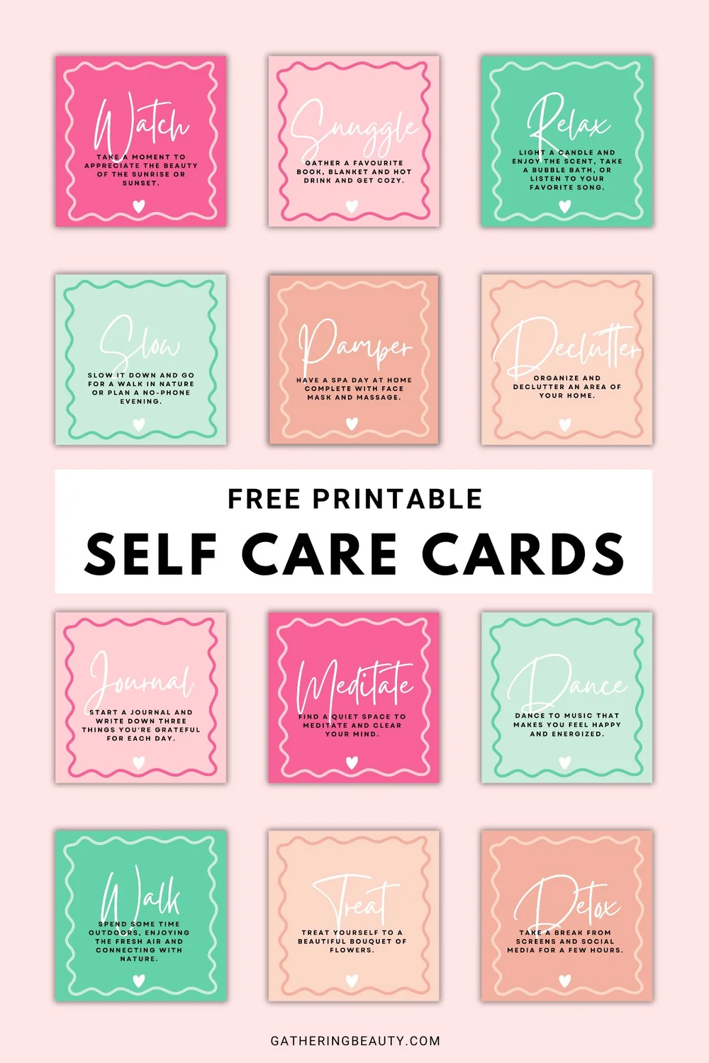 Free Printable Self Care Activity Cards — Gathering Beauty