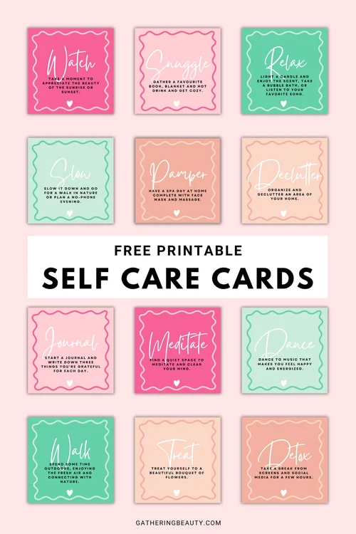 Free Printable Self Care Activity Cards — Gathering Beauty