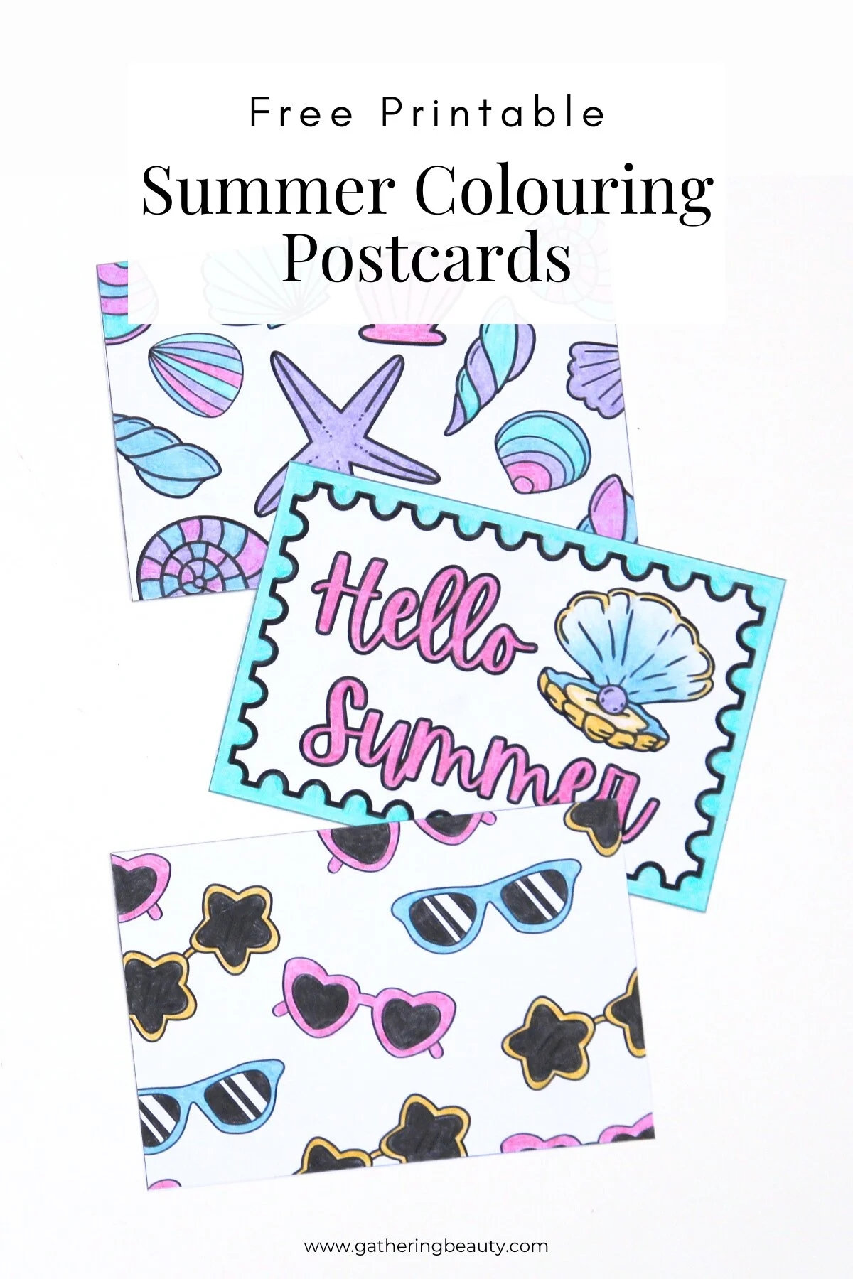 Free Printable Summer Colouring Postcards — Gathering Beauty