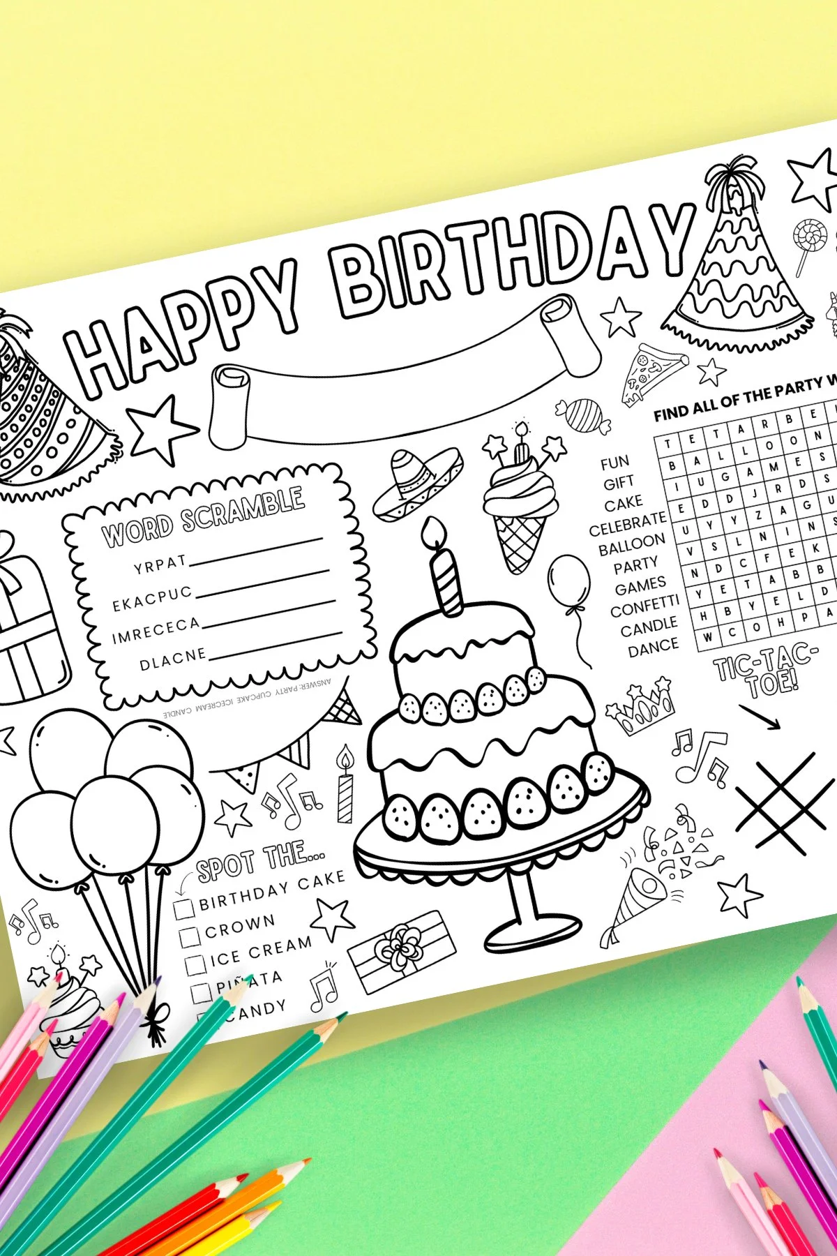 Free Printable Birthday Activity Placemat — Gathering Beauty