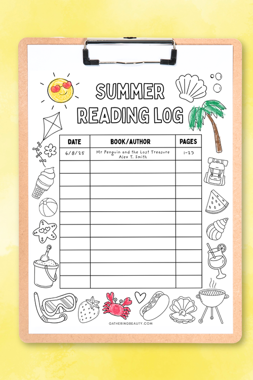 Free Printable Summer Reading Log — Gathering Beauty
