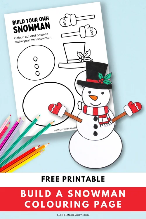 Build A Snowman Colouring Page - Free Printable — Gathering Beauty